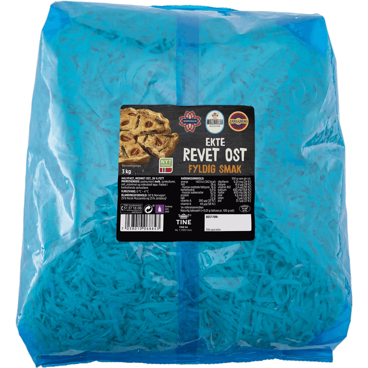 Revet Ost Fyldig Smak 3KG Kassalapp Revet Ost Fyldig Smak 3KG Kassalapp